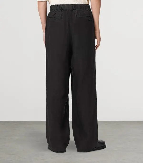 ALLSAINTS Linen Straight Trousers - Black