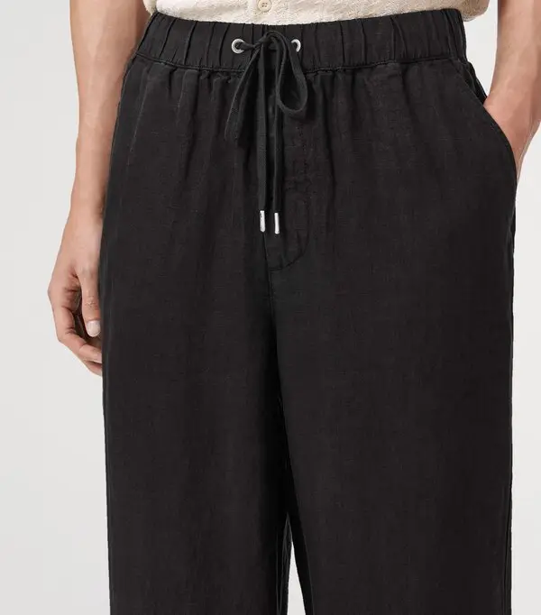 ALLSAINTS Linen Straight Trousers - Black