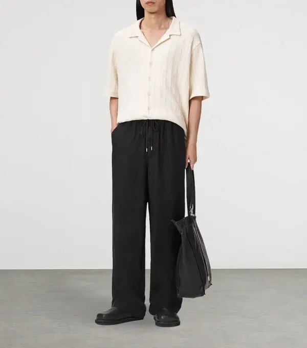 ALLSAINTS Linen Straight Trousers - Black