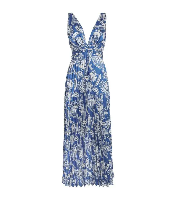 Sandro Floral V-neck Maxi Dress - Blue