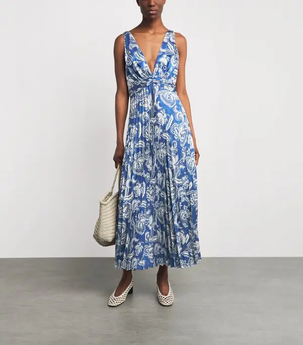 Sandro Floral V-neck Maxi Dress - Blue