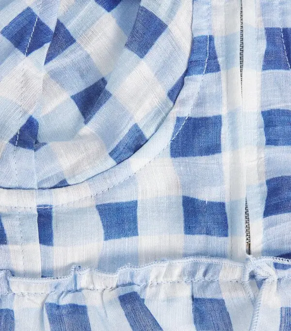 Sandro Linen-blend Gingham Crop Top