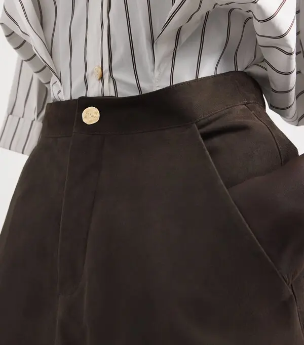 RETORI Suede Straight Midi Skirt
