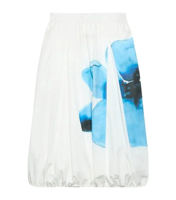 Max & Co. Cotton Floral Print Midi Skirt - White