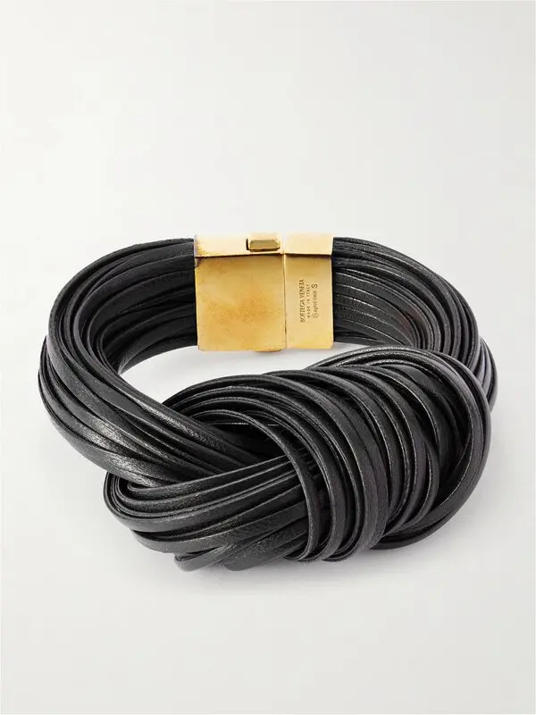 Bottega Veneta Knot Leather Bracelet - Black