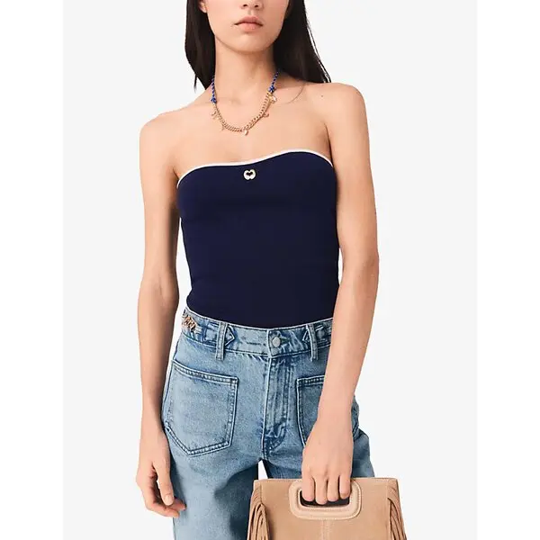 Maje Strapless Stretch-knit Bustier Top