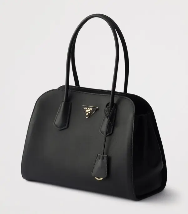 Prada Leather Top-handle Tote - Black