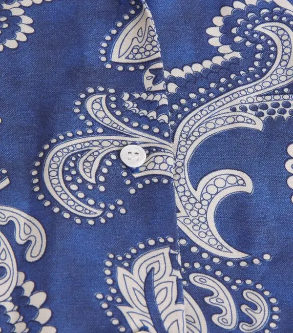 Sandro Floral Print Viscose-linen Blend Shirt - Blue