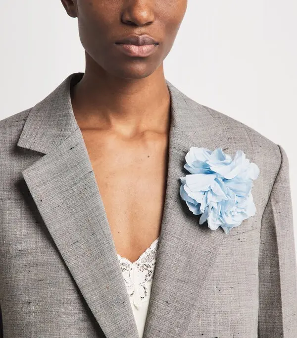 Sandro Wool-blend Floral Brooch Blazer