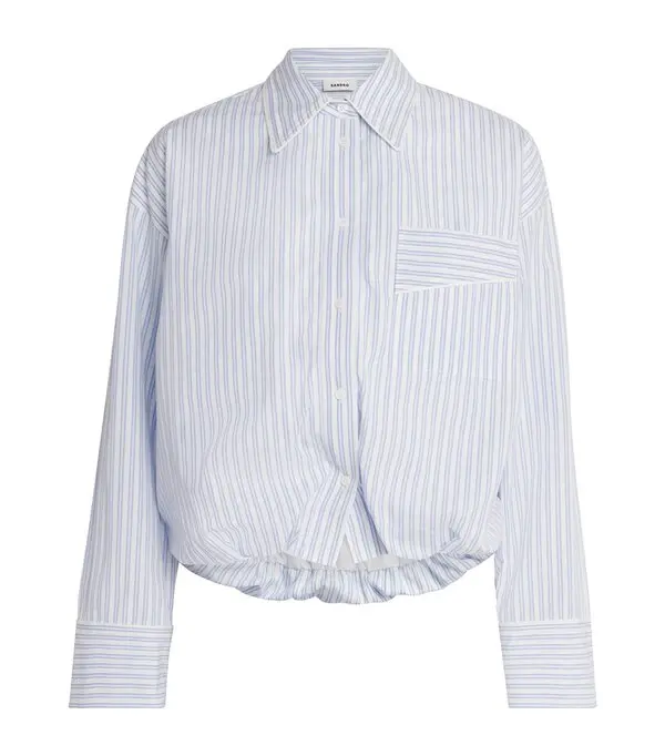 Sandro Cotton Stripe Cropped Shirt