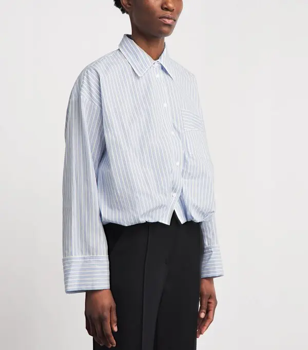 Sandro Cotton Stripe Cropped Shirt