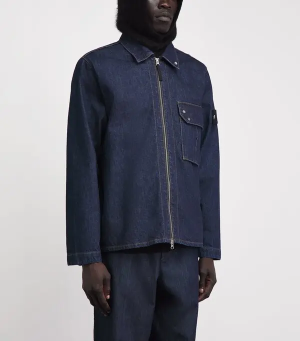 Stone Island Denim Zip-up Overshirt - Blue