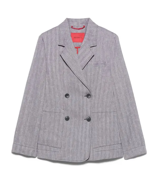 Max & Co. Linen-blend Herringbone Double-breasted Peacoat