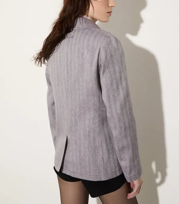 Max & Co. Linen-blend Herringbone Double-breasted Peacoat