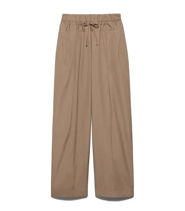 Max & Co. Cotton Trousers With Drawstring Waistband - Grey