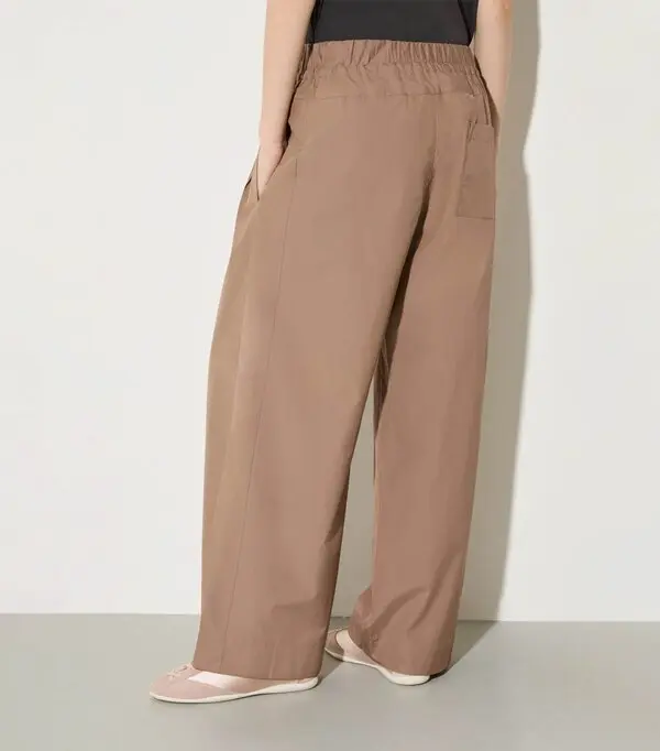 Max & Co. Cotton Trousers With Drawstring Waistband - Grey