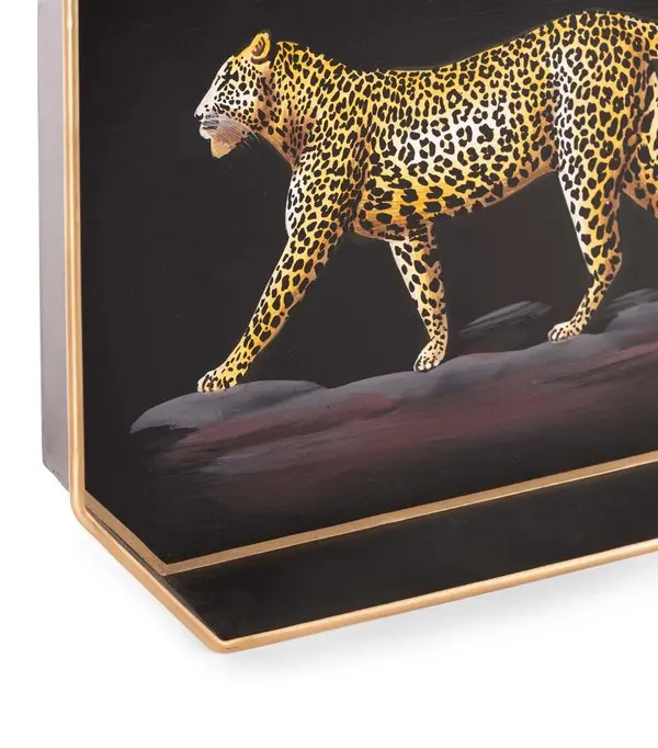 LES-OTTOMANS Iron Leopard Tray