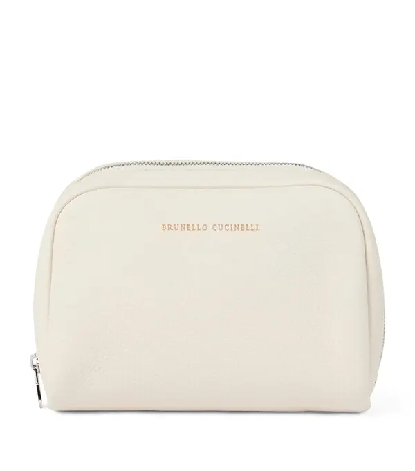 Brunello Cucinelli Leather Wash Bag - Blue