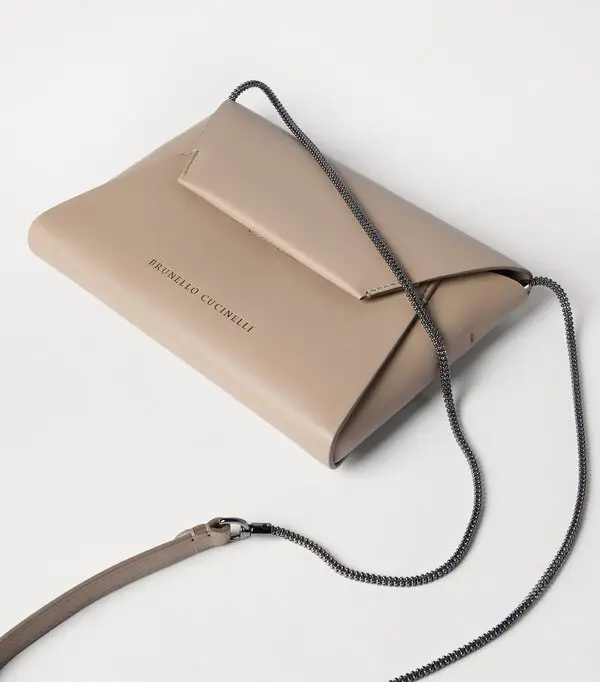 Brunello Cucinelli Leather Pochette Clutch - Grey