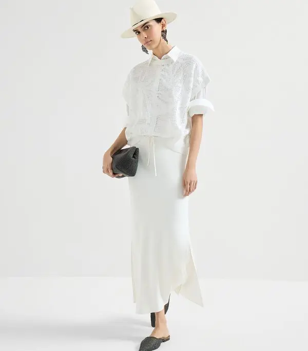 Brunello Cucinelli Midi Skirt With Drawstring