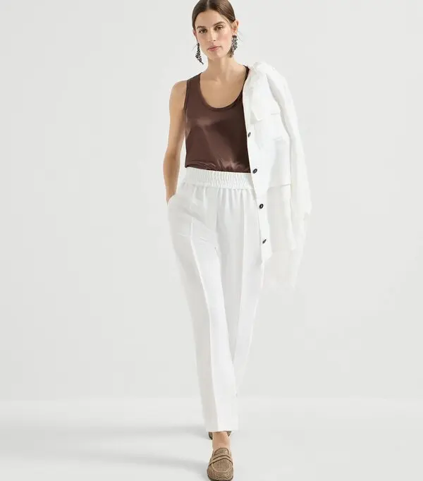 Brunello Cucinelli Twill Straight Trousers