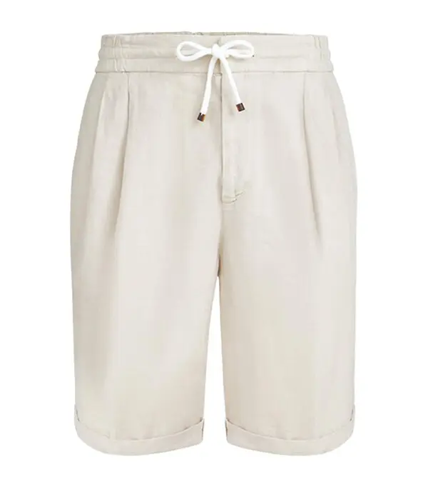 Brunello Cucinelli Linen Drawstring Bermuda Shorts - Beige