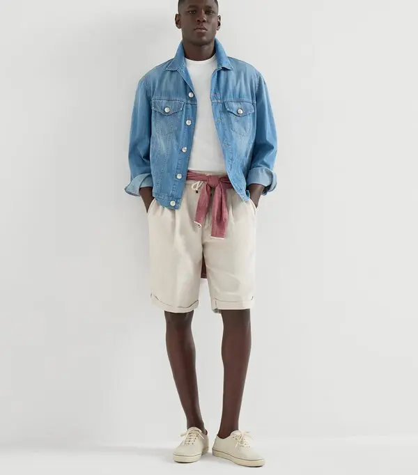 Brunello Cucinelli Linen Drawstring Bermuda Shorts - Beige