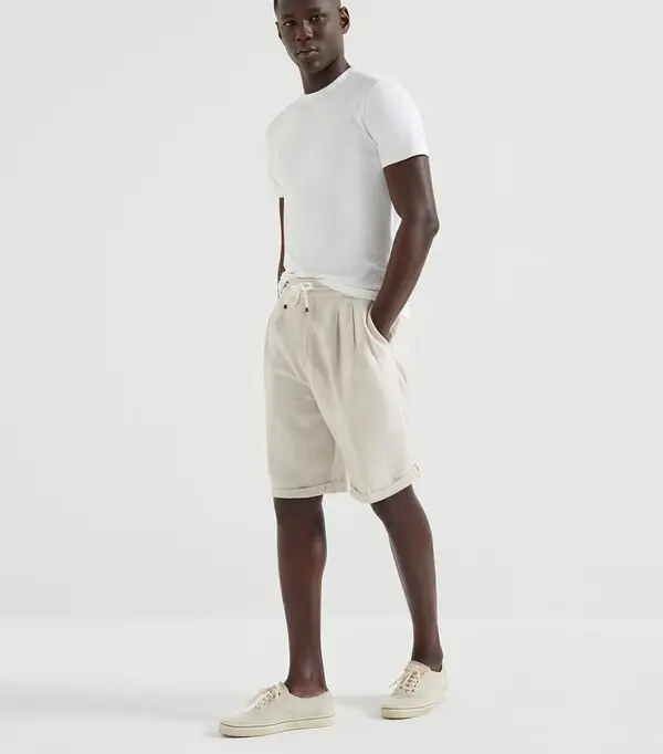 Brunello Cucinelli Linen Drawstring Bermuda Shorts - Beige
