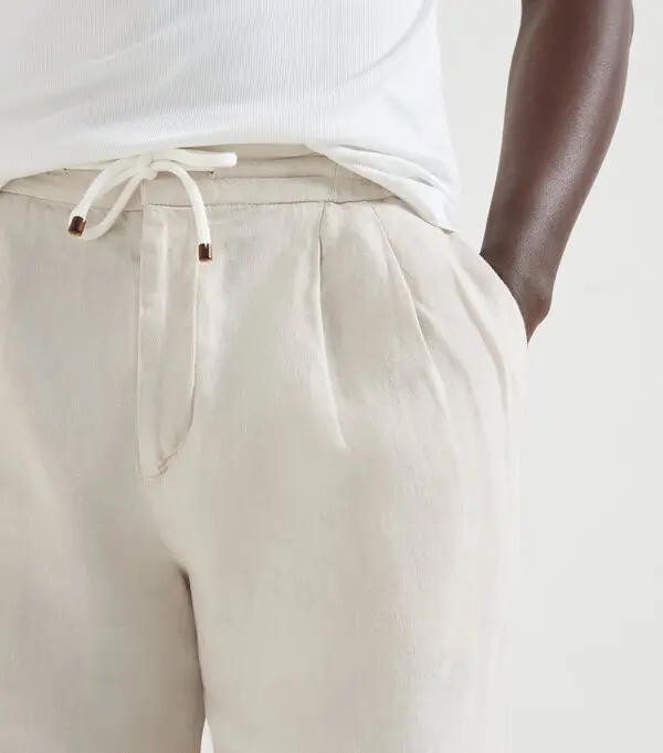 Brunello Cucinelli Linen Drawstring Bermuda Shorts - Beige