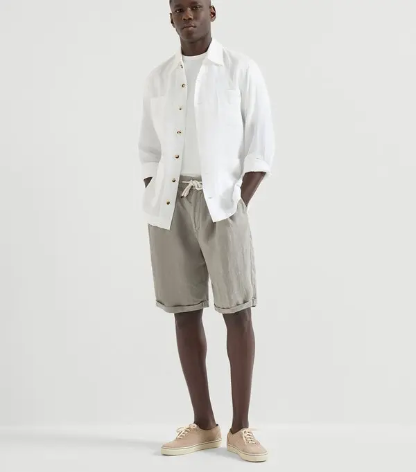 Brunello Cucinelli Linen Drawstring Bermuda Shorts