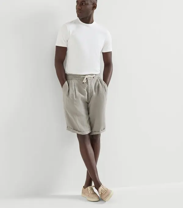 Brunello Cucinelli Linen Drawstring Bermuda Shorts