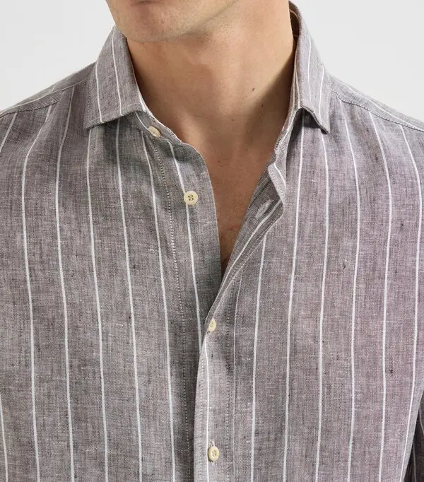 Brunello Cucinelli Linen Chalk Stripe Shirt