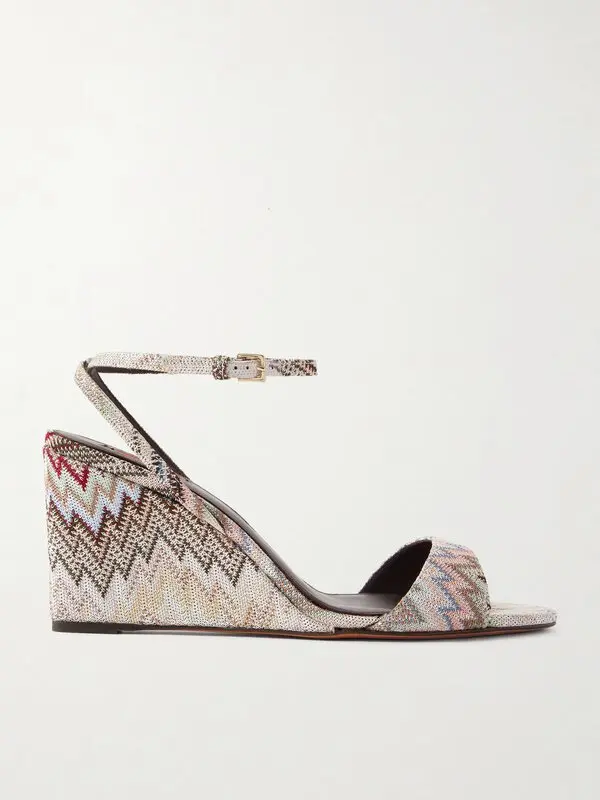 Missoni Julie Striped Woven Wedge Sandals - Neutrals