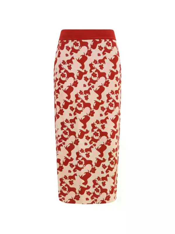 Max Mara Jacquard-knit-embellished Midi Skirt - Red