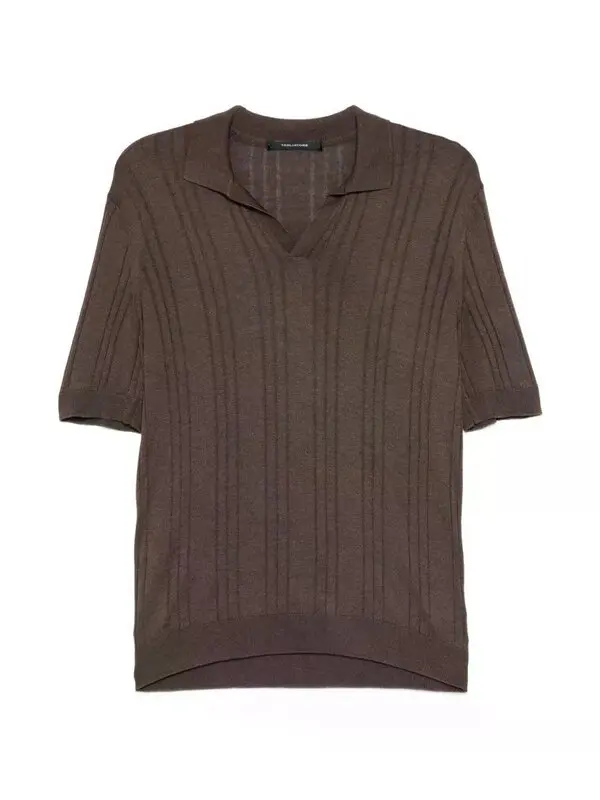 Tagliatore Revere Collar Short-sleeve T-shirt - Brown