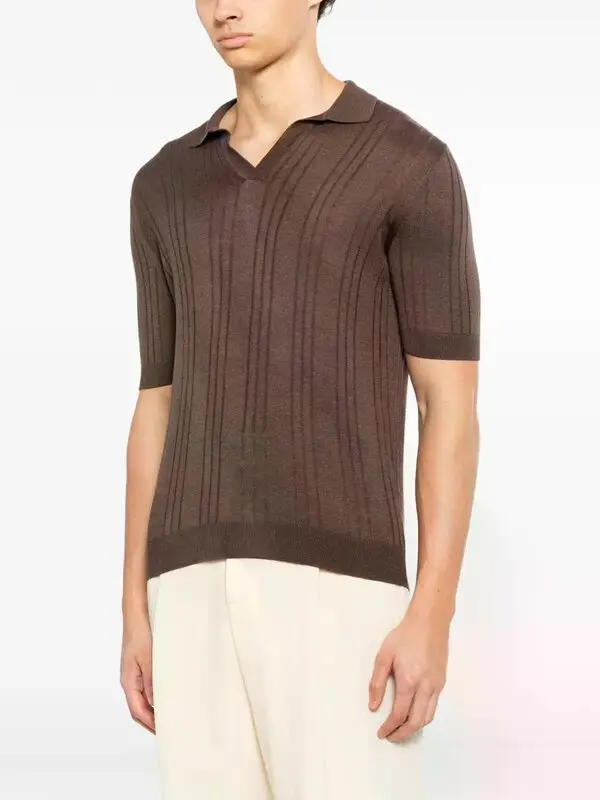 Tagliatore Revere Collar Short-sleeve T-shirt - Brown