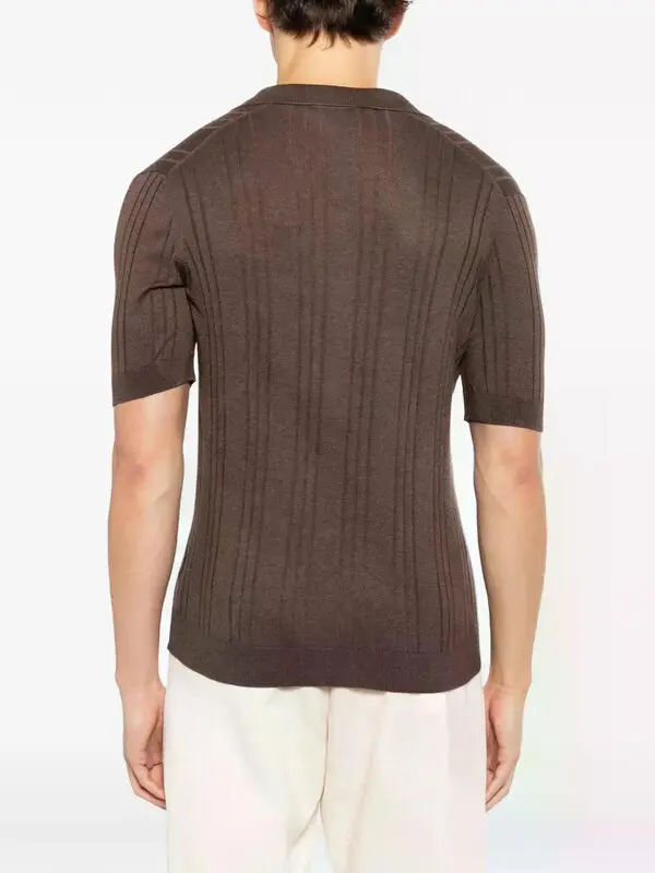 Tagliatore Revere Collar Short-sleeve T-shirt - Brown