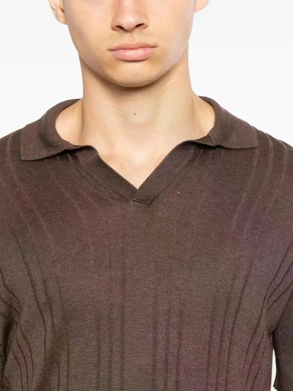 Tagliatore Revere Collar Short-sleeve T-shirt - Brown
