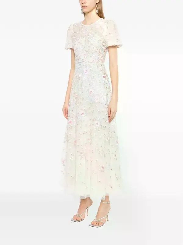 NEEDLE & THREAD Floral-embroidered Tulle Dress