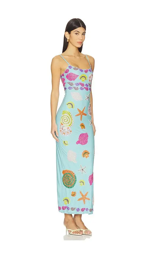 OCEANUS Strapped Embellished Maxi Dress