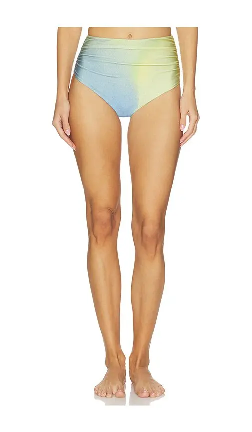 Simkhai Teya High Waisted Ruched Bikini Bottom - Golden Hour Twilight