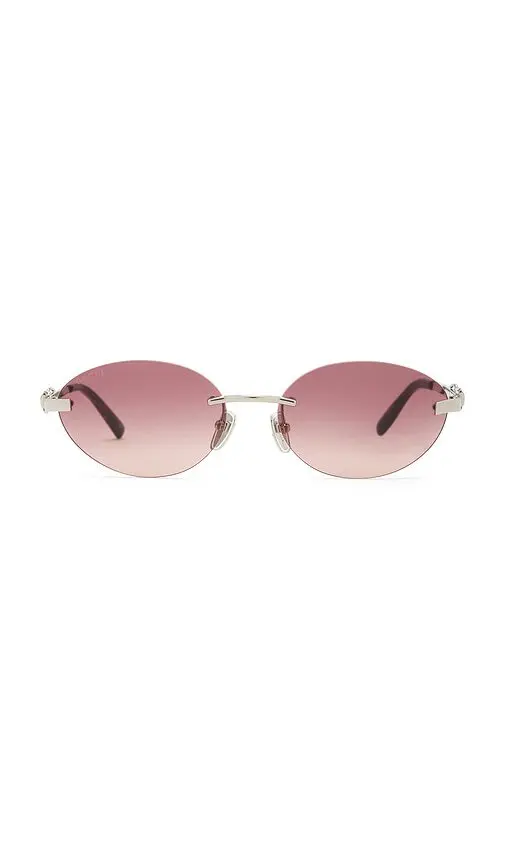 Gucci Oval Sunglasses - Silver & Red
