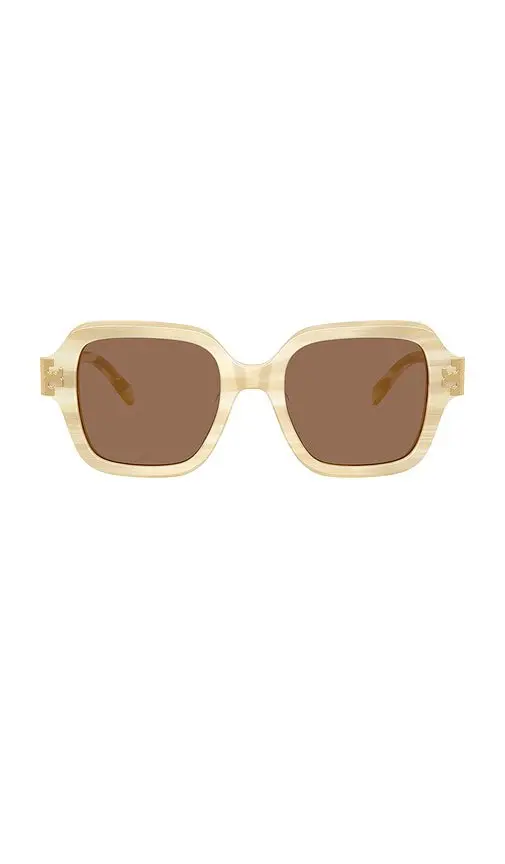 Tory Burch Square Frame Sunglasses - Ivory Horn
