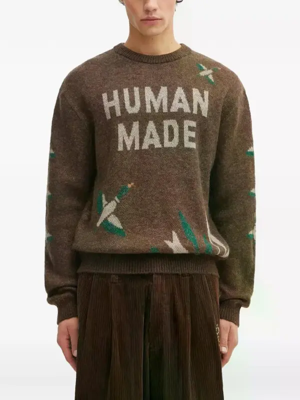HUMAN MADE Print Crewneck Sweater - Brown