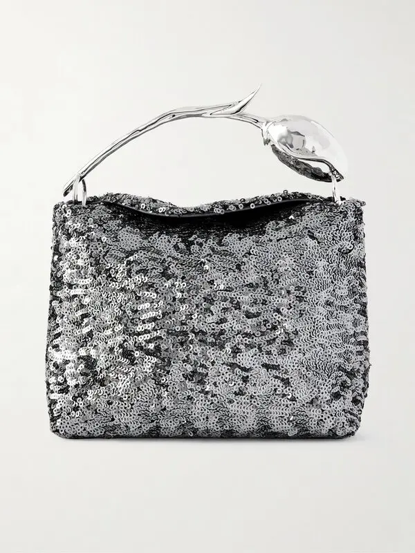 Erdem Sequined Clutch - Metallic