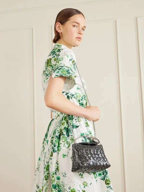 Erdem Sequined Clutch - Metallic