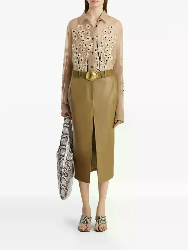 Khaite Floral Embroidered Argo Shirt - Neutrals