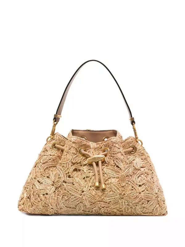 JIMMY CHOO Medium Chin Flower-raffia Tote