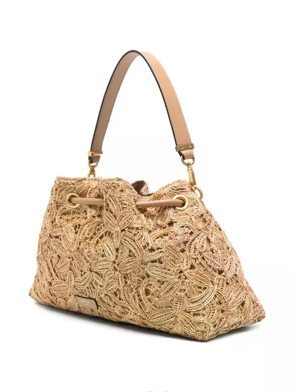 JIMMY CHOO Medium Chin Flower-raffia Tote