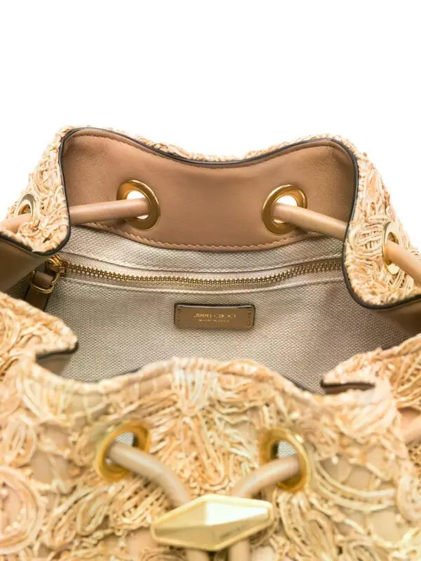 JIMMY CHOO Medium Chin Flower-raffia Tote